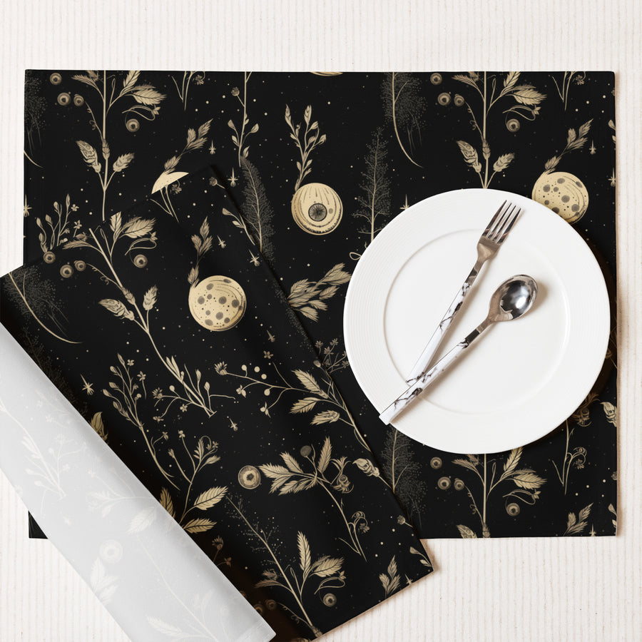 Twilight Garden Placemat Set – Rogue + Wolf Polyester Gothic Botanical ...