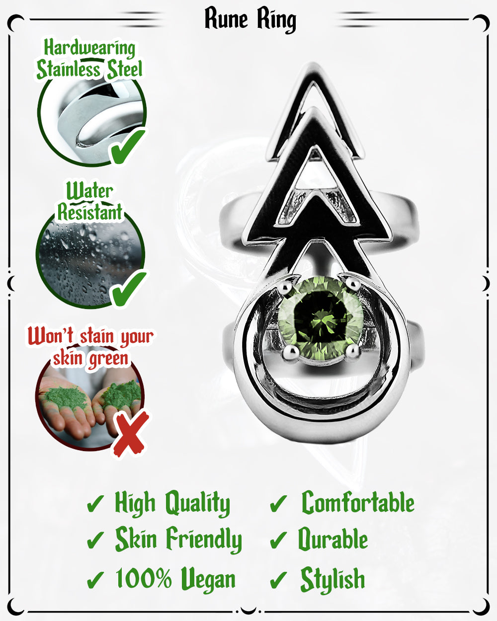 Rune Ring in Mirror Steel – Rogue + Wolf